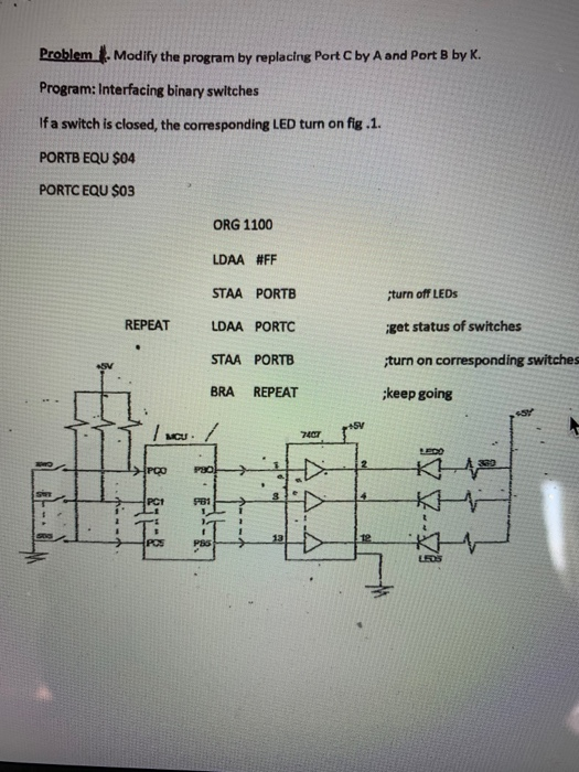Solved Problem . Modify the program by replacing Port C by A | Chegg.com