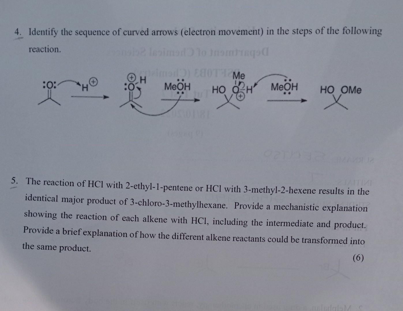 Solved 4. Identify the sequence of curved arrows (electron | Chegg.com
