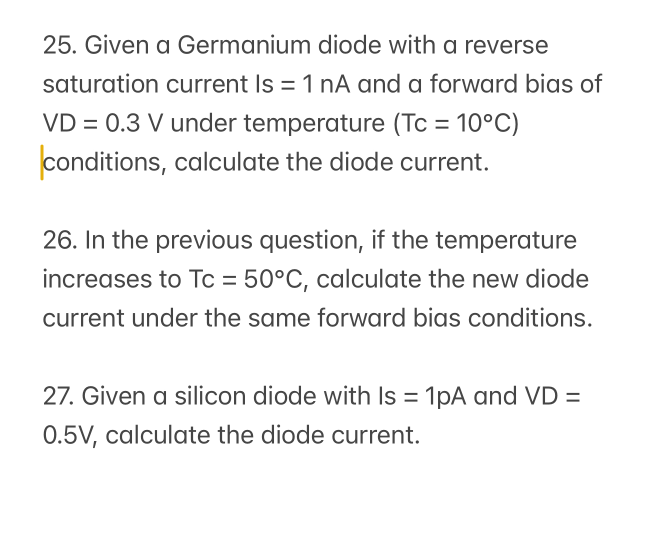 Solved Given a Germanium diode with a reverse saturation | Chegg.com