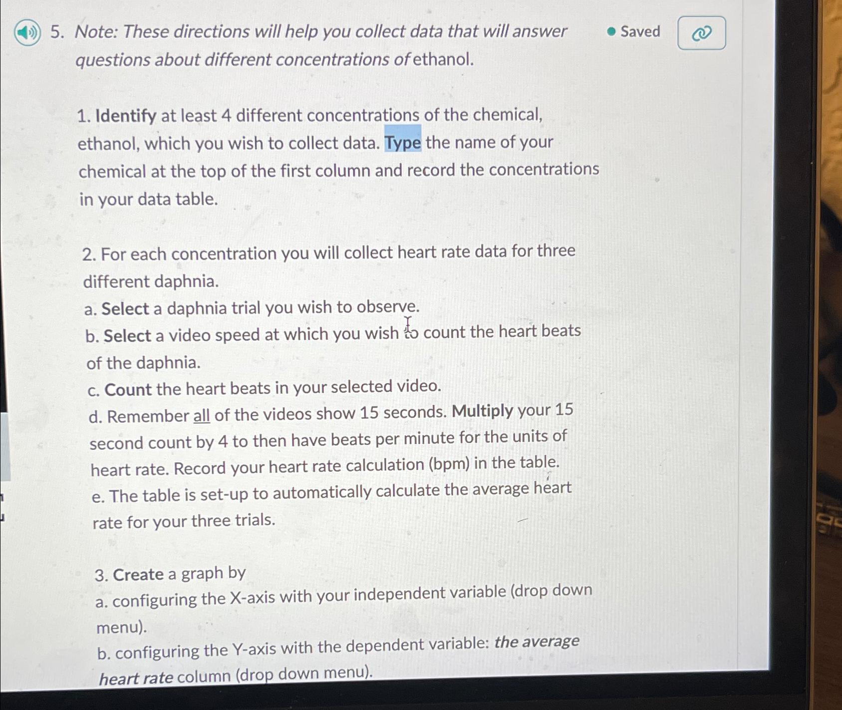 Solved Note: These directions will help you collect data | Chegg.com