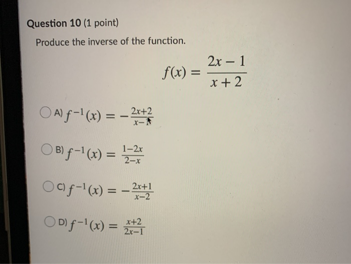 Solved Question 1 (1 point) Evaluate f(x - 1) given f(x) = | Chegg.com