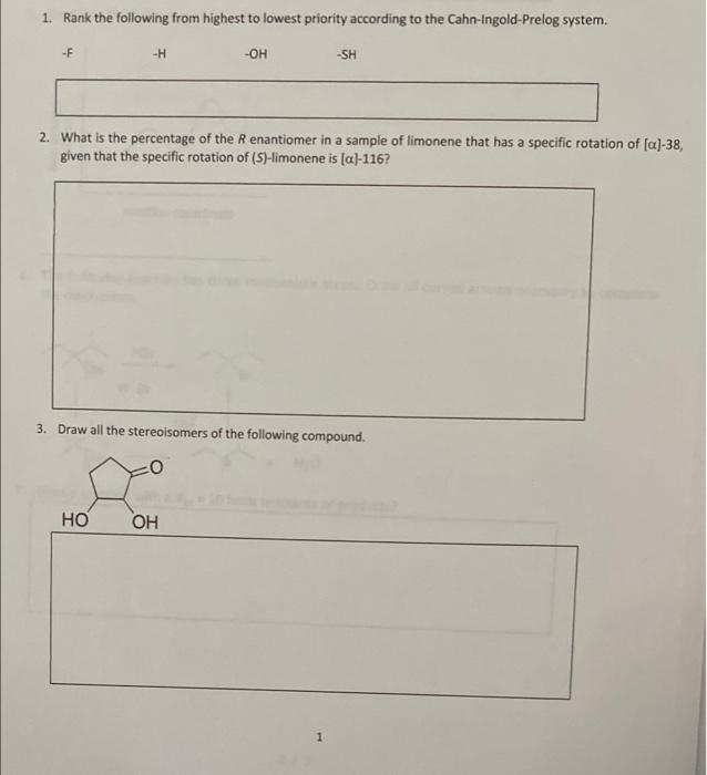 Solved 1. Rank the following from highest to lowest priority | Chegg.com