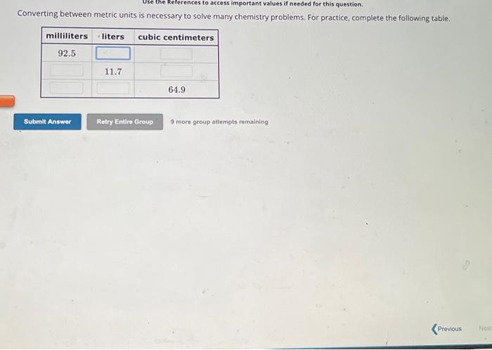 Solved ommon Metric Prefixes ou will encounter the following | Chegg.com