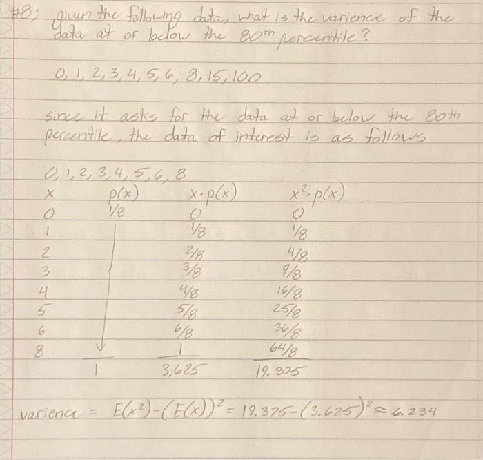 Solved for you the following data, what is the varience of | Chegg.com