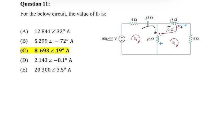 Solved Question 11: For the below circuit, the value of I, | Chegg.com