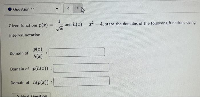 Solved Given functions p(x)=x1 and h(x)=x2−4, state the | Chegg.com