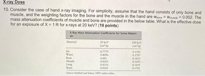 10. Consider the case of hand x-ray imaging. For | Chegg.com