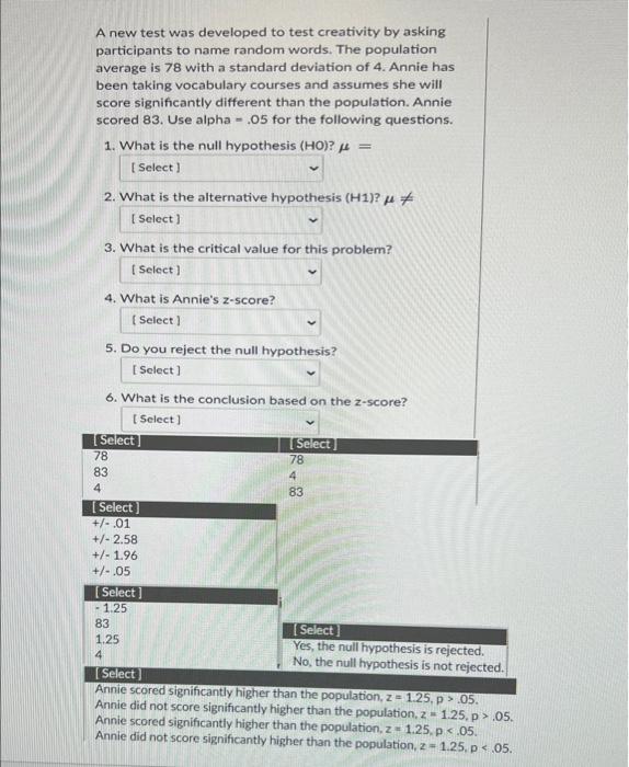 Solved A new test was developed to test creativity by asking | Chegg.com