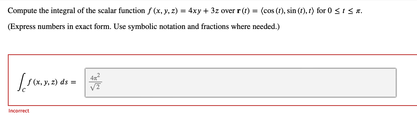 Solved Compute the integral of the scalar function | Chegg.com