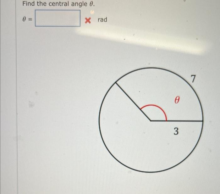 Solved Find the central angle θ. θ= | Chegg.com