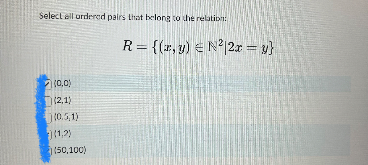 Solved Select all ordered pairs that belong to the | Chegg.com