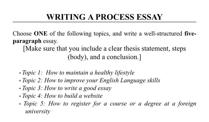 WRITING A PROCESS ESSAY Choose ONE of the following | Chegg.com