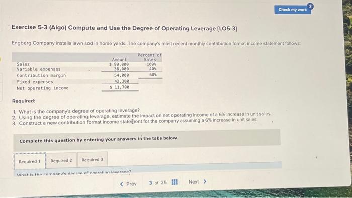 Solved Exercise 5-3 (Algo) Compute and Use the Degree of | Chegg.com