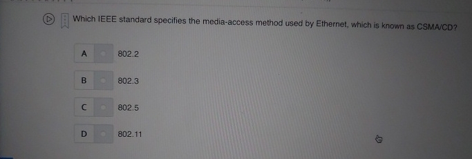 Solved (D) ﻿Which IEEE standard specifies the media-access | Chegg.com