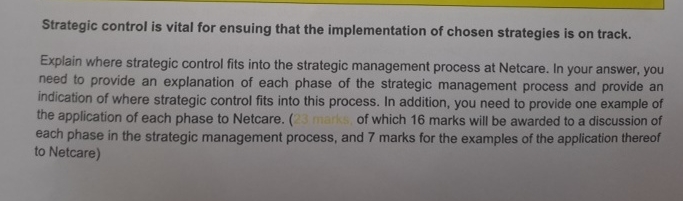 Solved Strategic control is vital for ensuing that the | Chegg.com