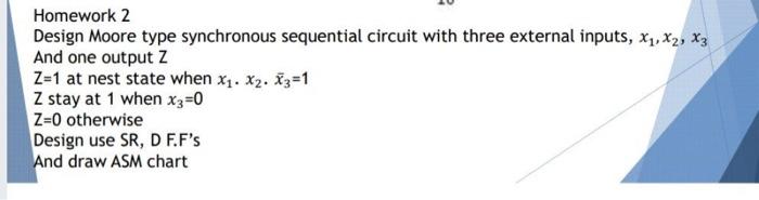 Solved Homework 2 Design Moore type synchronous sequential | Chegg.com