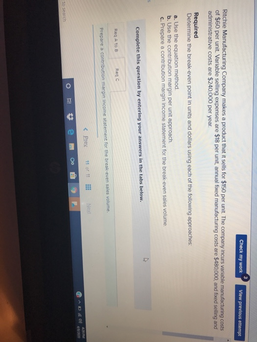 Solved Check my work View previous attempt Ritchie | Chegg.com