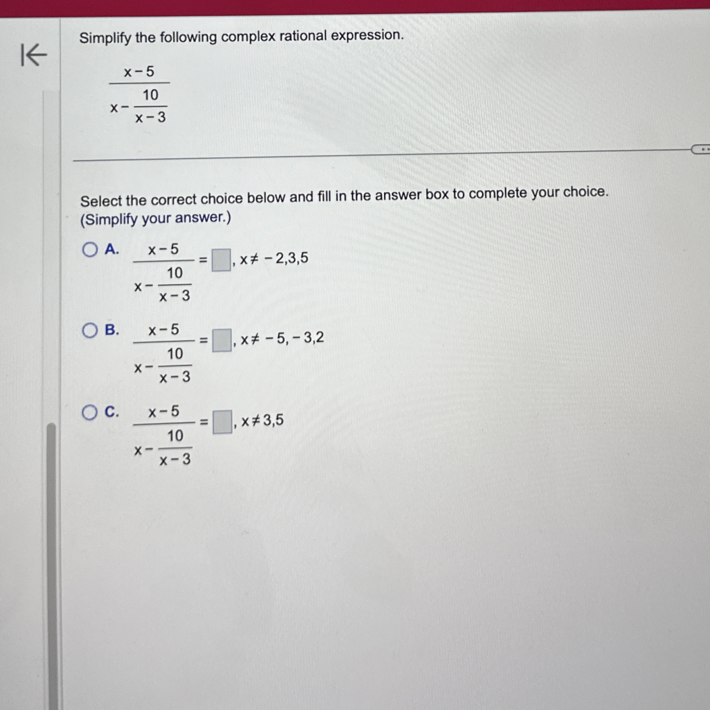 Solved Simplify the following complex rational | Chegg.com