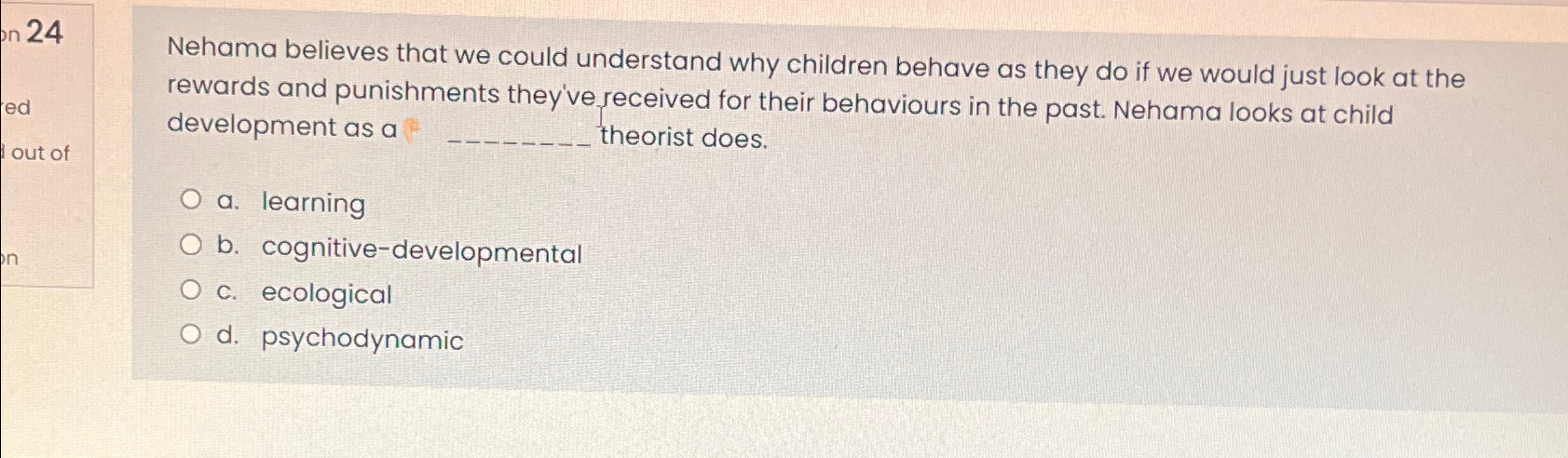 Solved Nehama believes that we could understand why children | Chegg.com