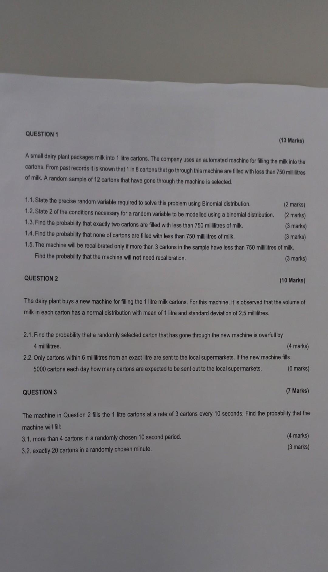 Solved QUESTION 1 (13 Marks) A small dairy plant packages | Chegg.com