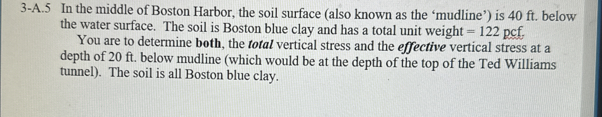 3-A. 5 ﻿In the middle of Boston Harbor, the soil | Chegg.com