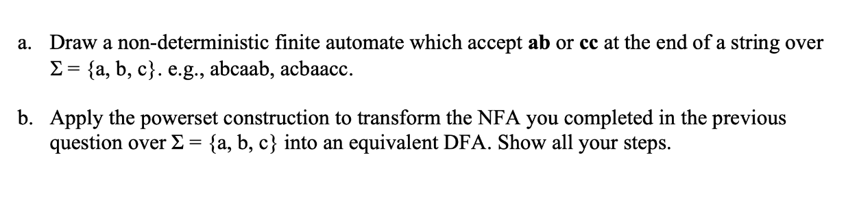 a. ﻿Draw a non-deterministic finite automate which | Chegg.com
