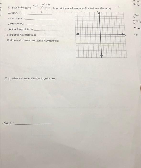 Solved 2. Sketch the curve Domain: x-intercept(s): | Chegg.com