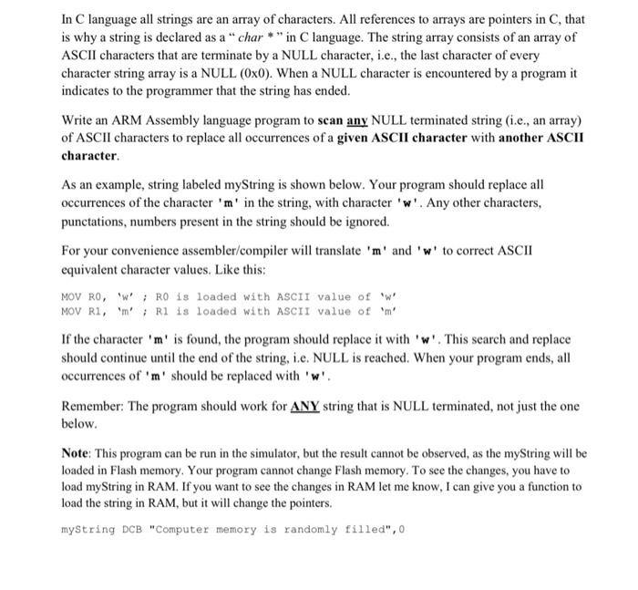 Solved In C Language All Strings Are An Array Of Characters 6376