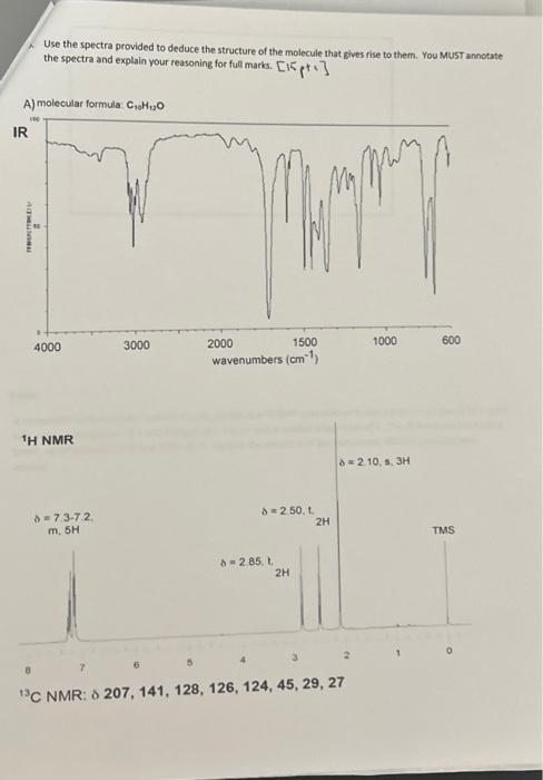 Solved x. Use the spectra provided to deduce the structure | Chegg.com