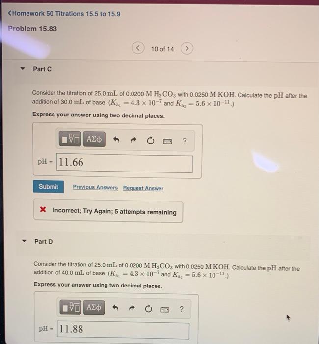 Solved Consider the titration of 25.0 mL of 0.0200MH2CO3 | Chegg.com
