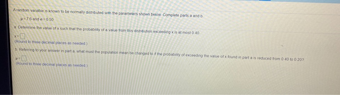 Solved A random variable is known to be normally distributed | Chegg.com