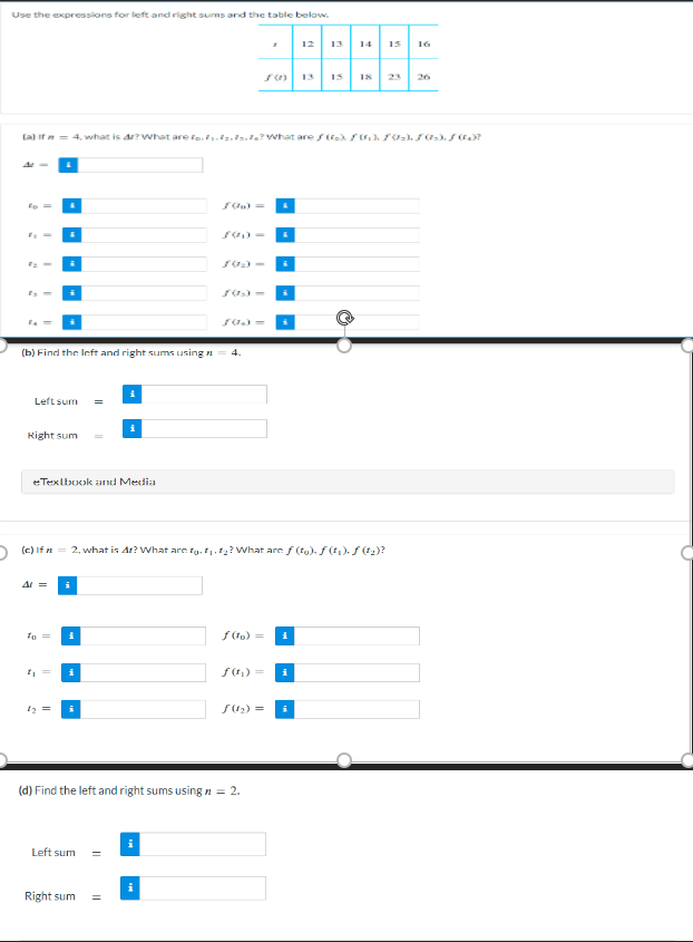 Solved Use the expresslons for left and right sums and the | Chegg.com
