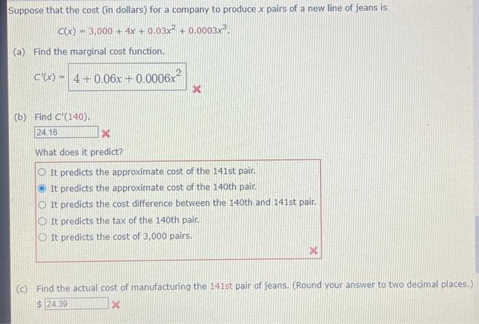 Solved Suppose that the cost (in dollars) for a company to | Chegg.com