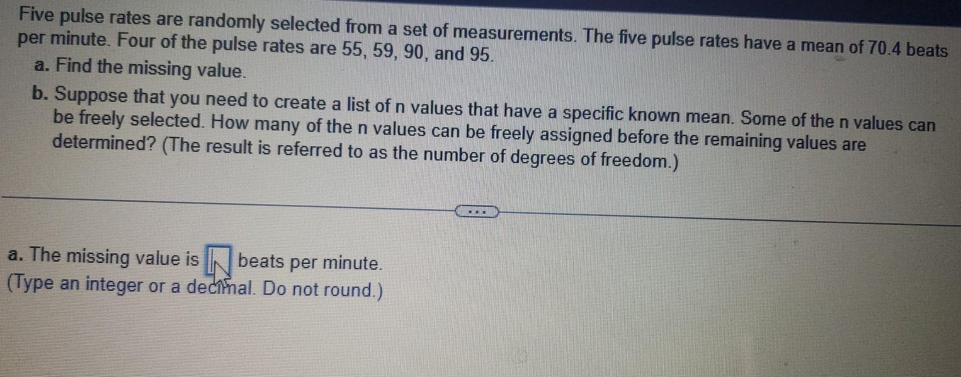 Solved Five Pulse Rates Are Randomly Selected From A Set Of