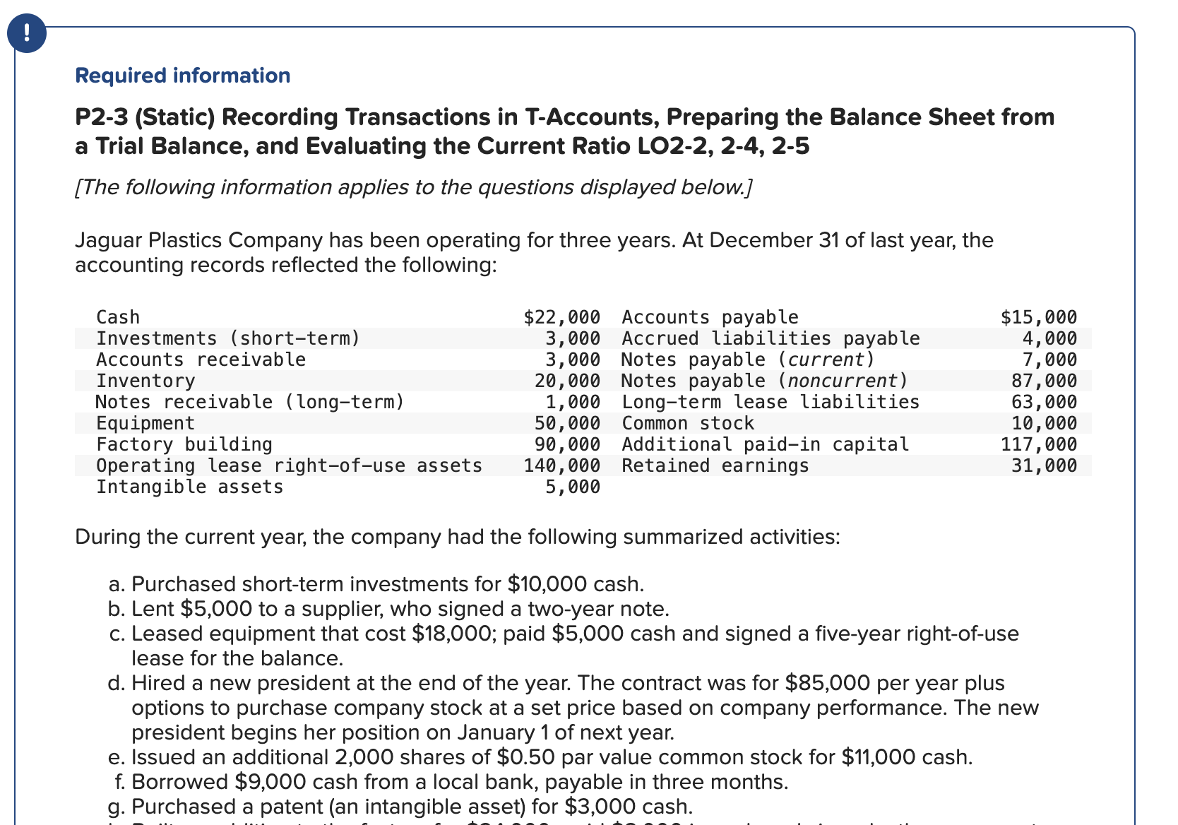 Required informationP2-3 (Static) ﻿Recording | Chegg.com