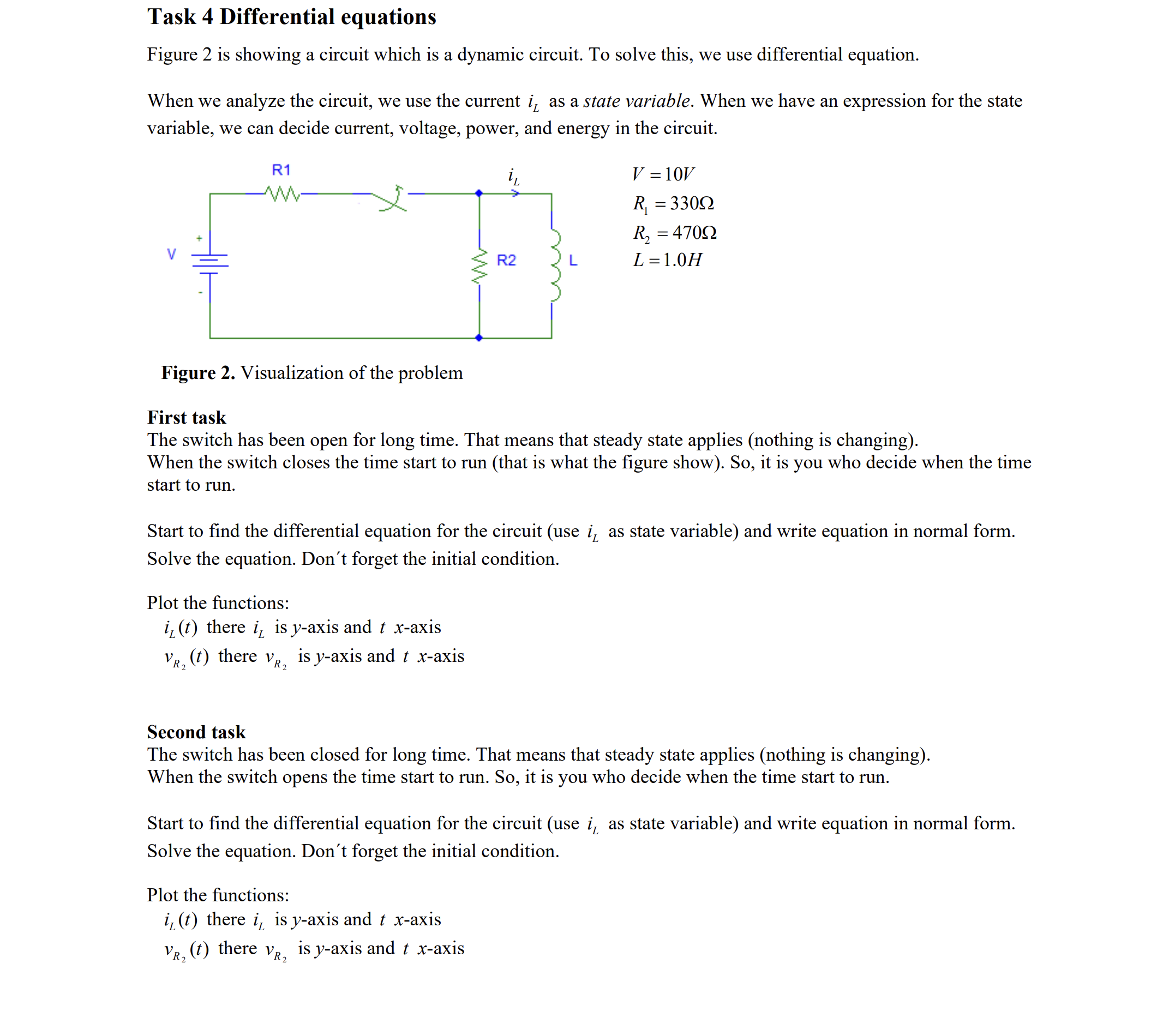 Solved Task 4 ﻿Differential equationsFigure 2 ﻿is showing a | Chegg.com