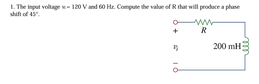 Solved The input voltage v1=120V ﻿and 60Hz. ﻿Compute the | Chegg.com