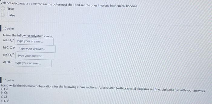 Solved Valence electrons are electrons in the outermost | Chegg.com