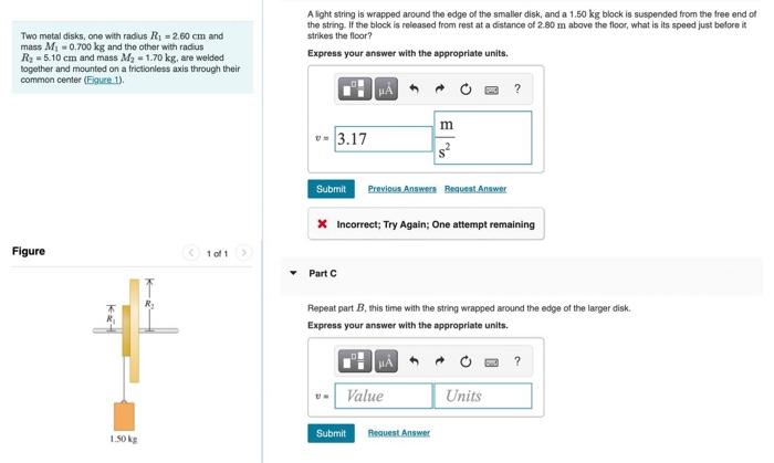 Solved A lght string is wrapped around the edge of the | Chegg.com