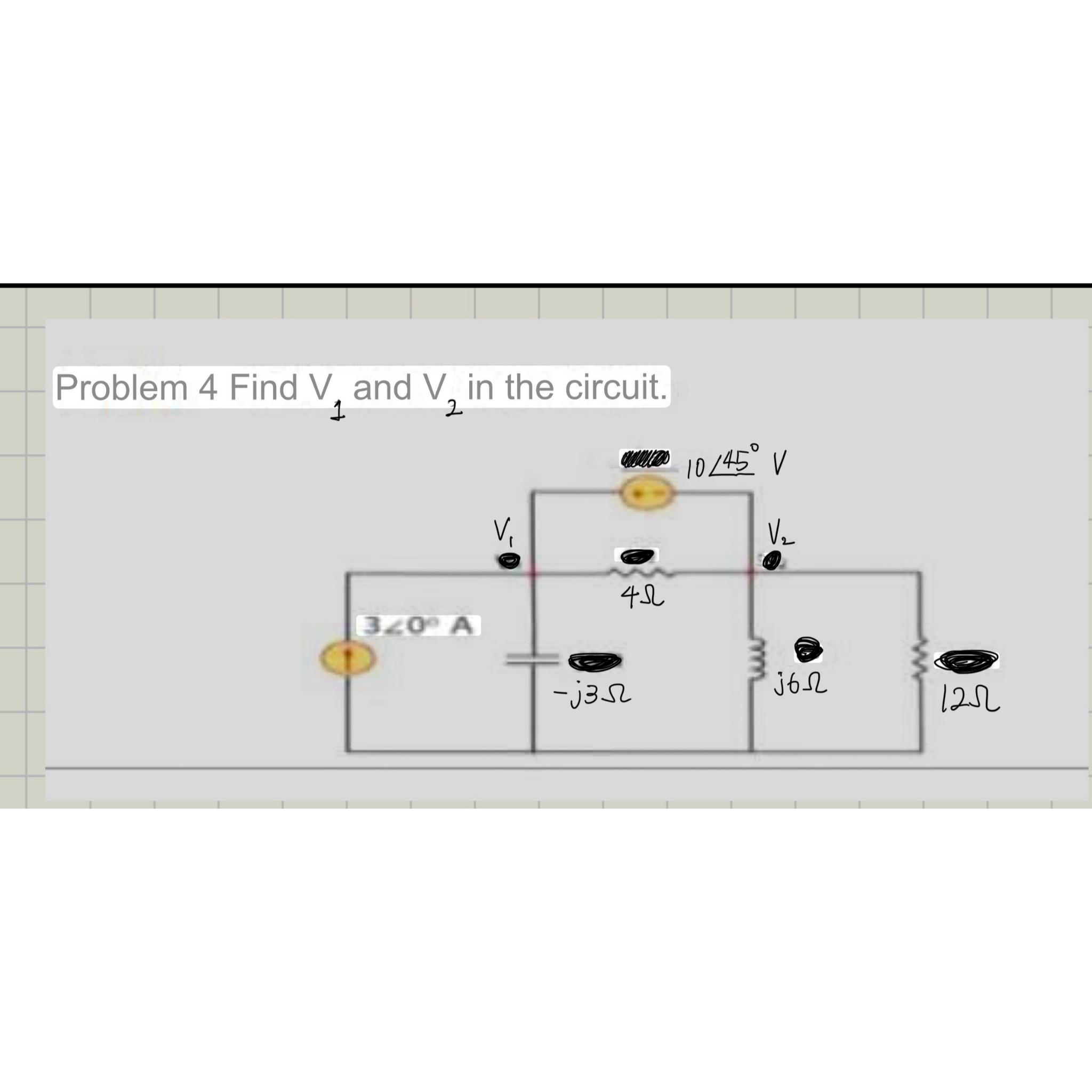 Solved Problem 4 ﻿Find V1 ﻿and V2 ﻿in the circuit. | Chegg.com