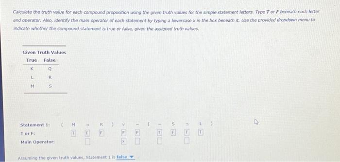 Calculate the truth value for each compound | Chegg.com