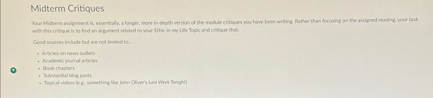 Solved Midterm CritiquesYour Midterm assignment is, | Chegg.com