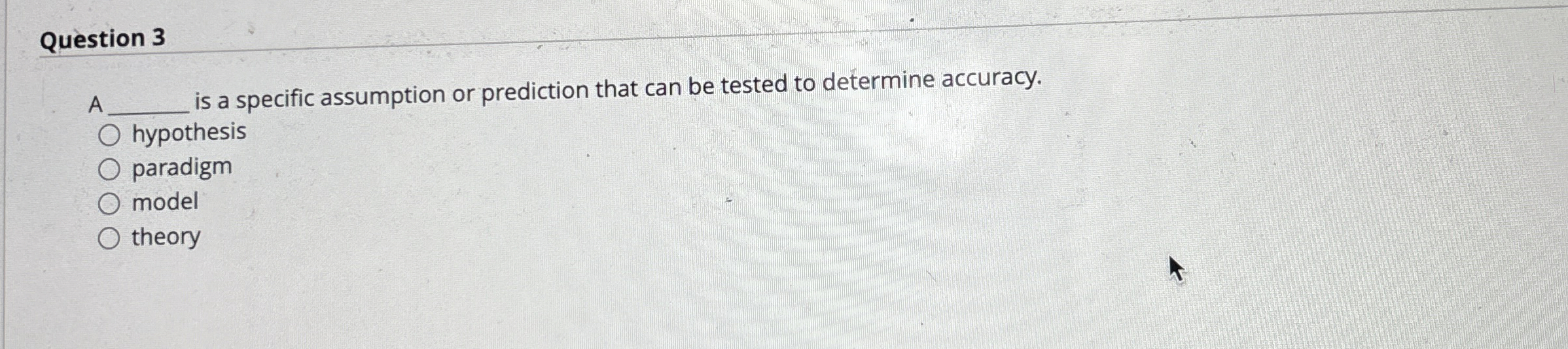 Solved Question 3A ﻿is a specific assumption or prediction | Chegg.com