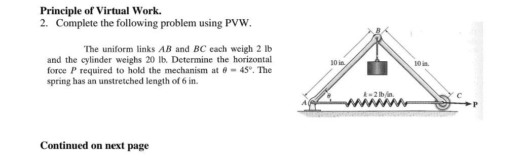 Solved Principle of Virtual Work. 2. Complete the following | Chegg.com