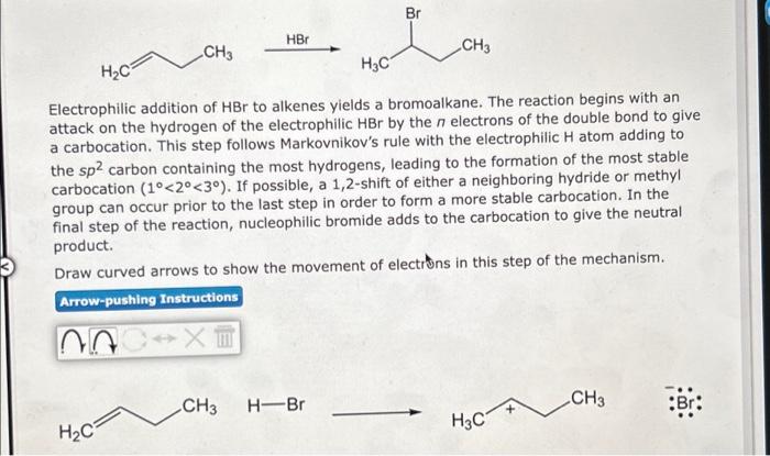 Solved Electrophilic addition of HBr to alkenes yields a | Chegg.com