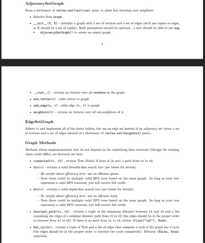 Solved AdjacencySetGraphStore a dictionary of vertex: | Chegg.com