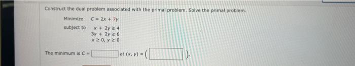 Solved Construct the dual problem associated with the primal | Chegg.com