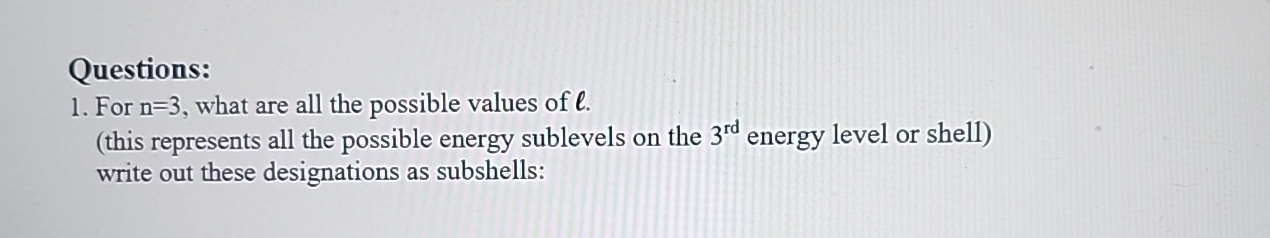 Solved Questions:For n=3, ﻿what are all the possible values | Chegg.com