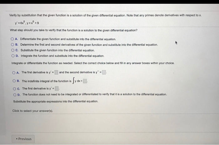 Solved Verify by substitution that the given function is a | Chegg.com