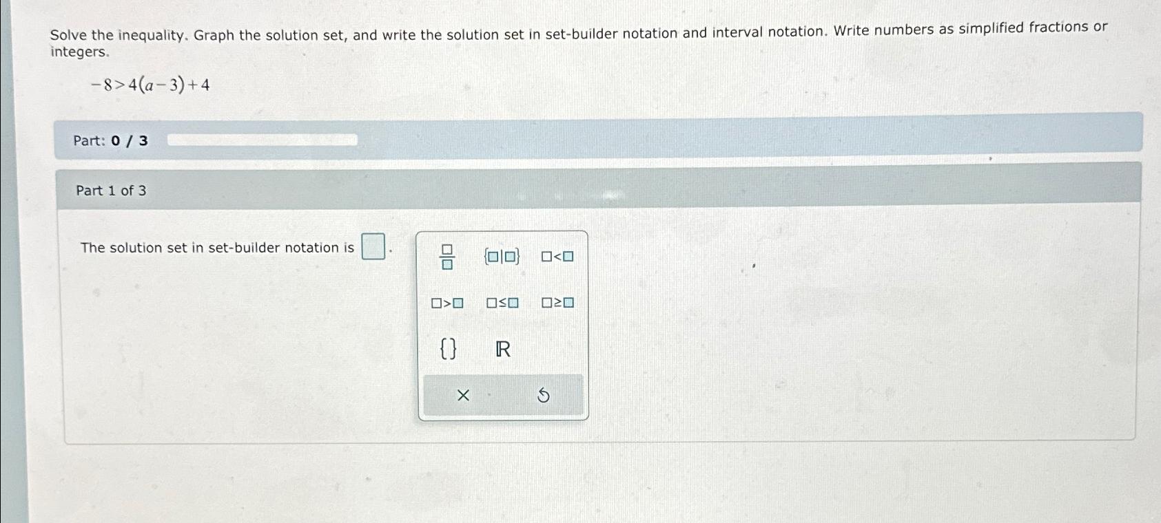 Solved Solve the inequality. Graph the solution set, and | Chegg.com